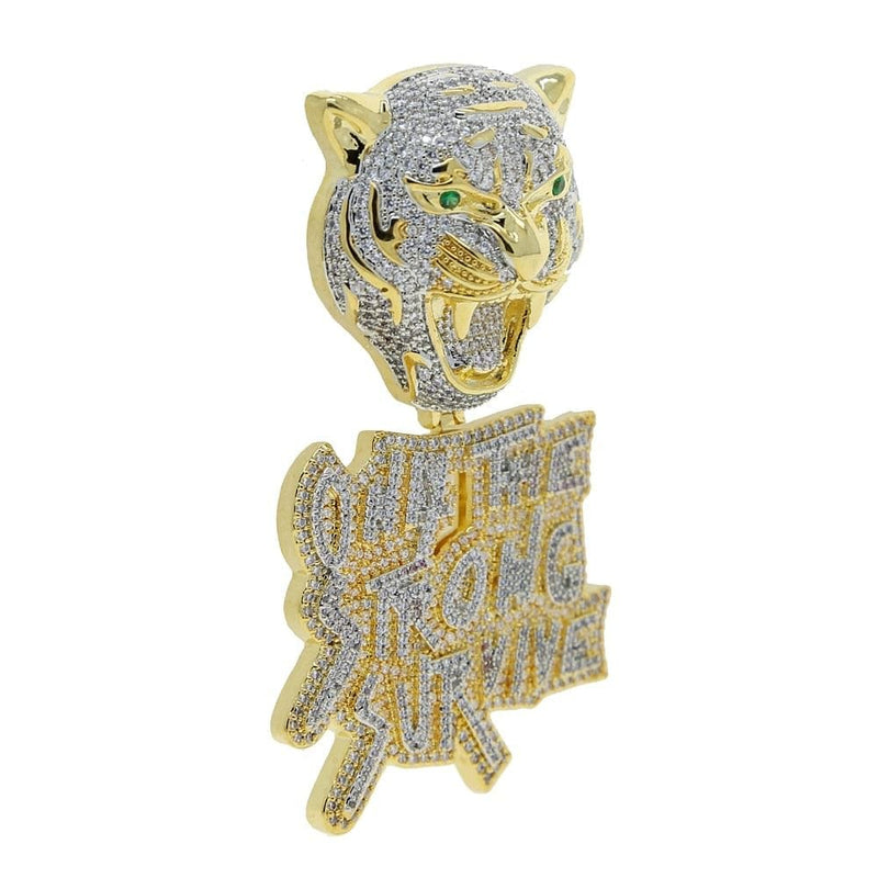 Iced Out Tiger "Only The Strong Survive" Pendentif Chaîne – VVS Jewelry