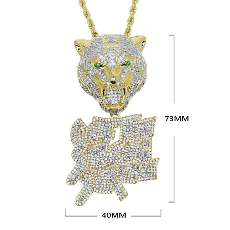 Iced Out Tiger "Only The Strong Survive" Pendentif Chaîne – VVS Jewelry